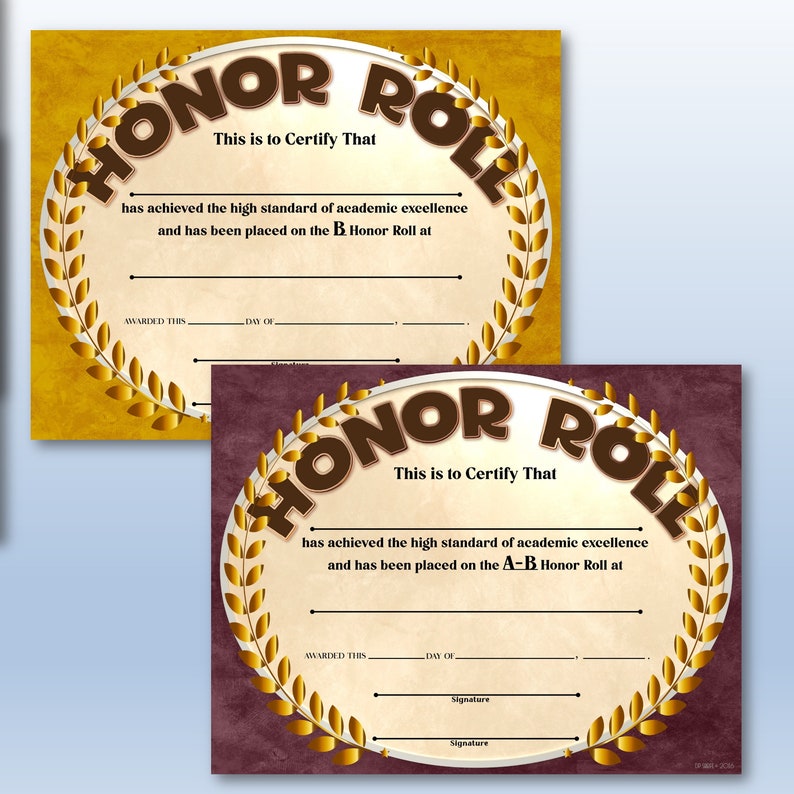 Honor Roll Powerpoint Certificates, Fillable Certificates, Academic ...