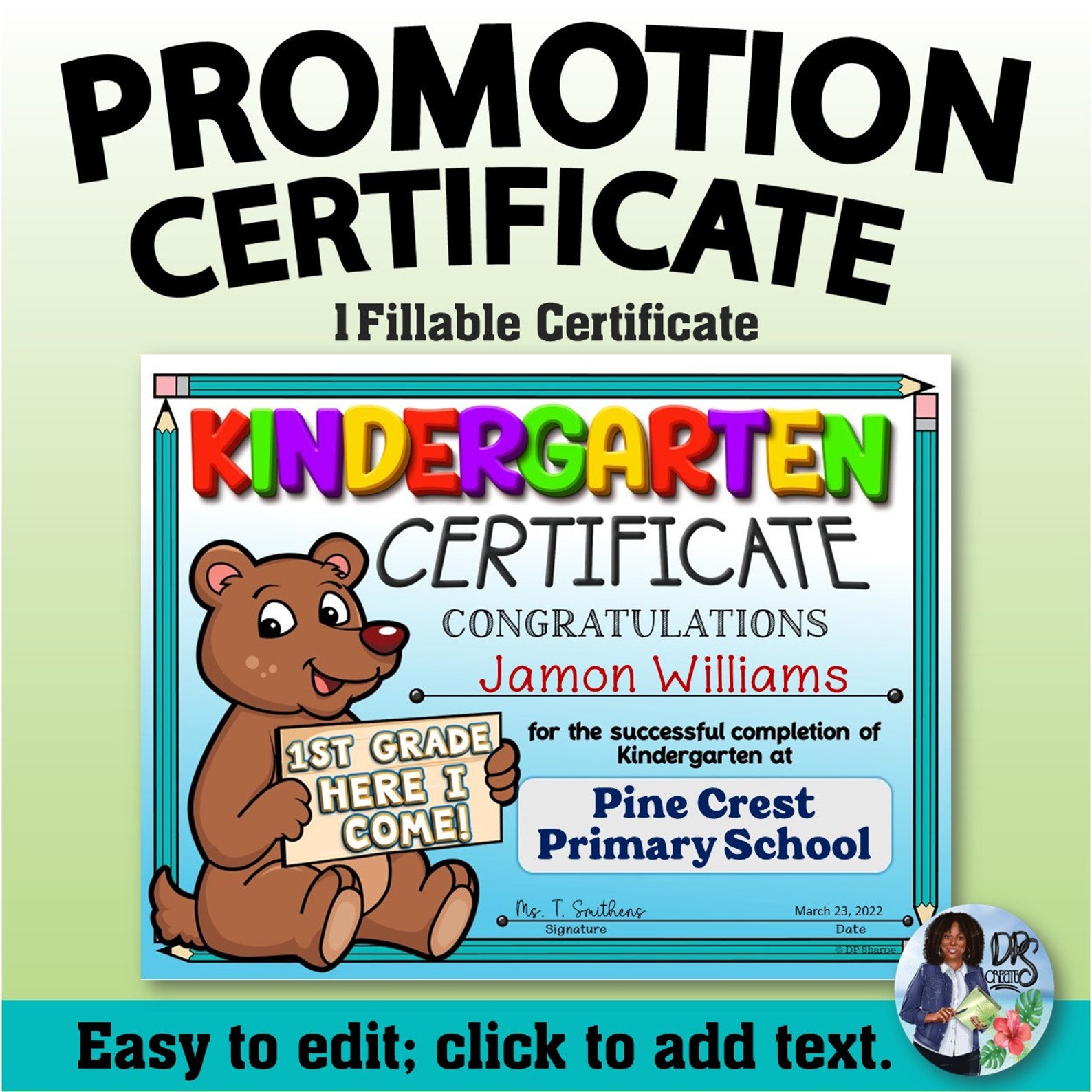 Promotion Certificate - Kindergarten - Etsy
