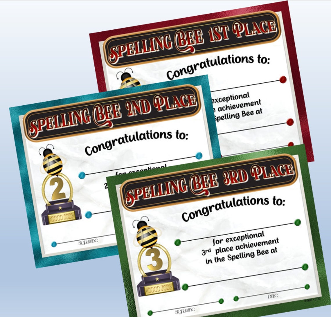 Spelling Bee Certificates, Powerpoint Certificates, Templates, Editable ...