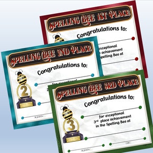 Spelling Bee Certificates, Powerpoint Certificates, Templates, Editable ...