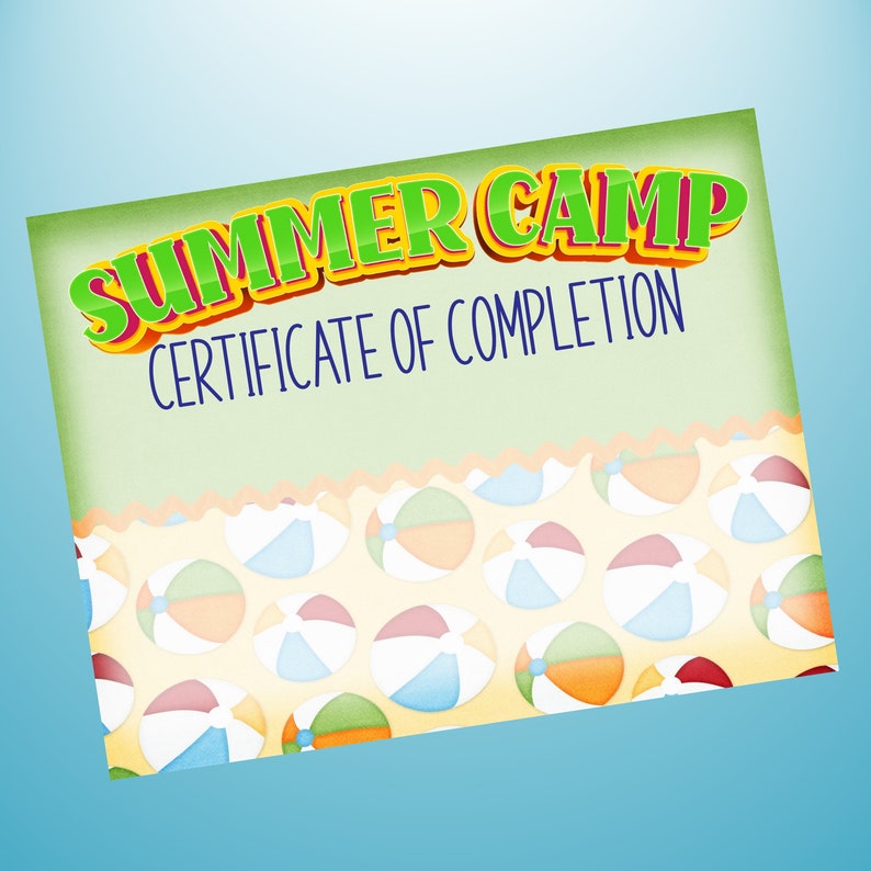 Summer Camp Certificate, Fillable Certificates, Powerpoint, Templates ...