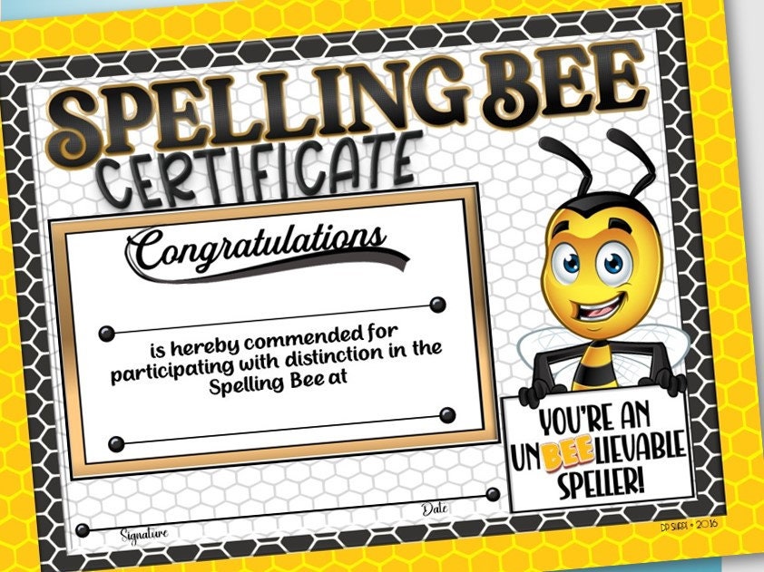 Spelling Bee Certificates, Powerpoint Certificates, Spelling Bee ...