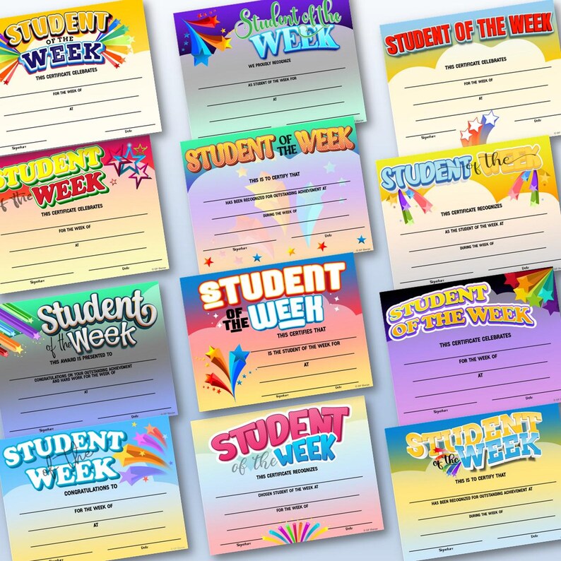 Student of the Week Certificates - Etsy