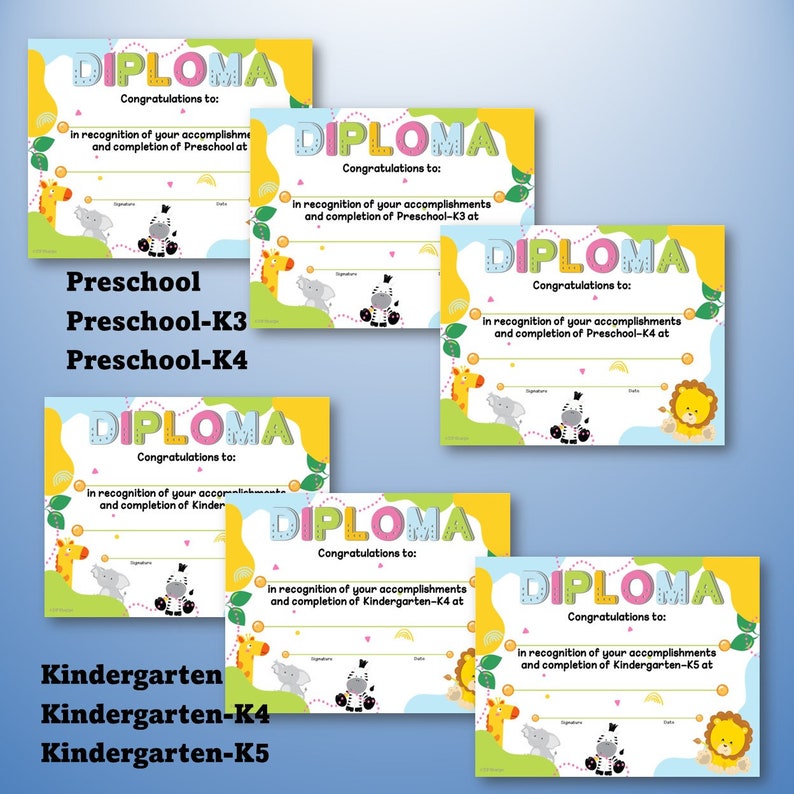 Preschool Kindergarten End of Year Graduation Certificates - Etsy
