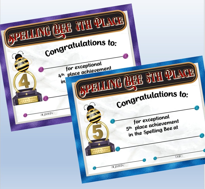 Spelling Bee Certificates, Powerpoint Certificates, Templates, Editable ...