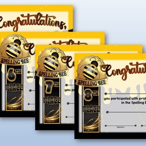 Spelling Bee Winners Certificates, Powerpoint Certificates, Spelling ...
