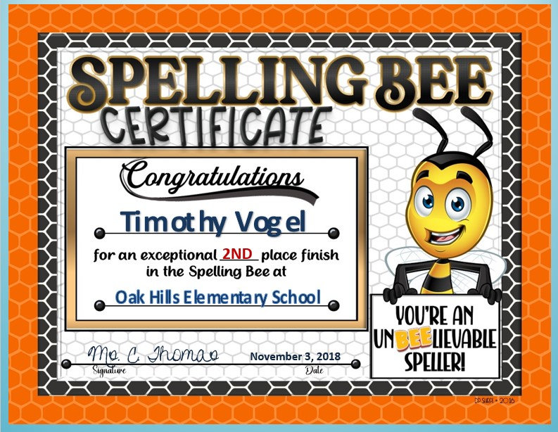 Spelling Bee Certificates, Powerpoint Certificates, Spelling Bee ...