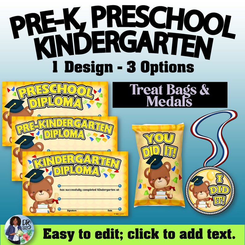 Graduation Certificates, Pre-k, Kindergarten, Preschool- Medal and ...