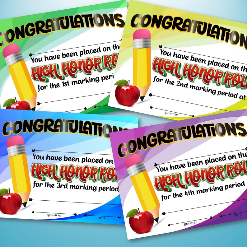 Digital, Instant Download, Fill and Print, Honor Roll, Templates ...