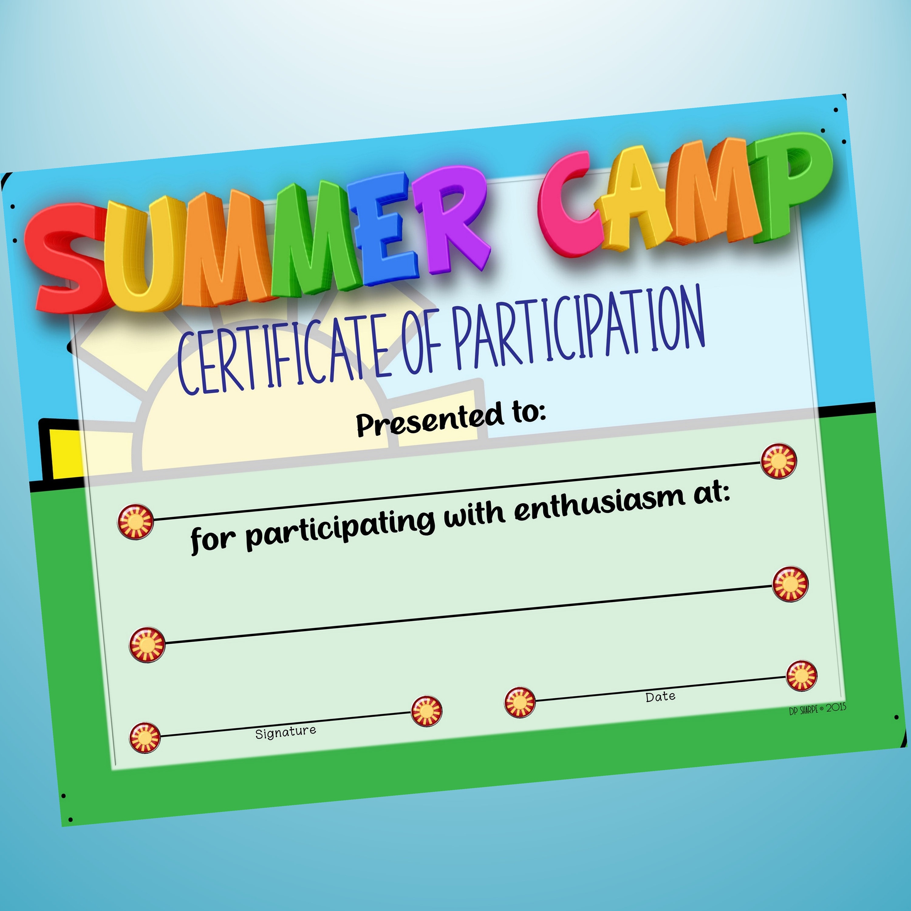 Summer Camp Certificate, Fillable Certificates, Powerpoint, Templates ...