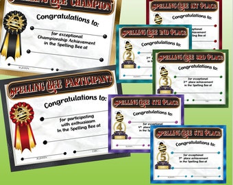 Spelling Bee Certificate With Candy Card, Powerpoint Certificates ...
