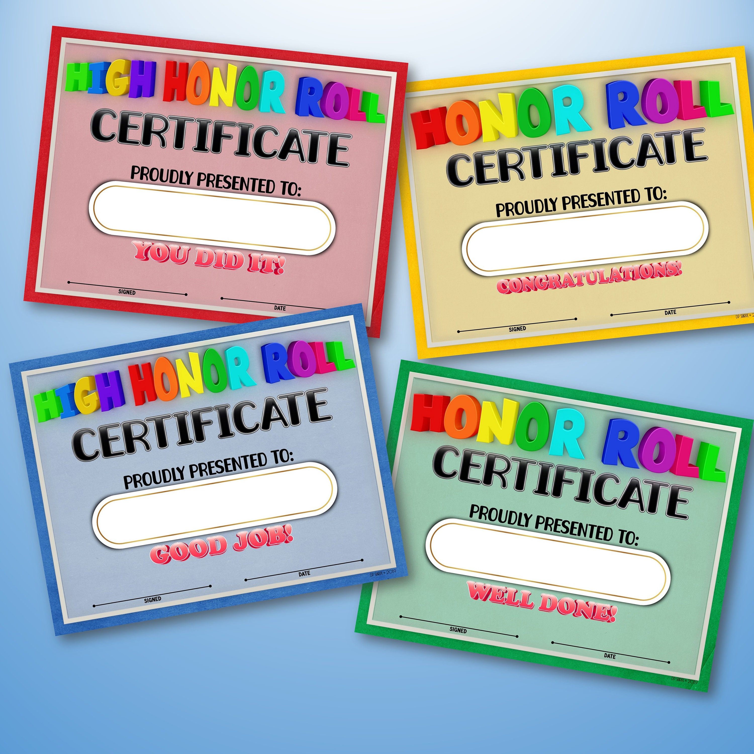 Honor Roll Certificates, Powerpoint Certificates, School Certificates ...