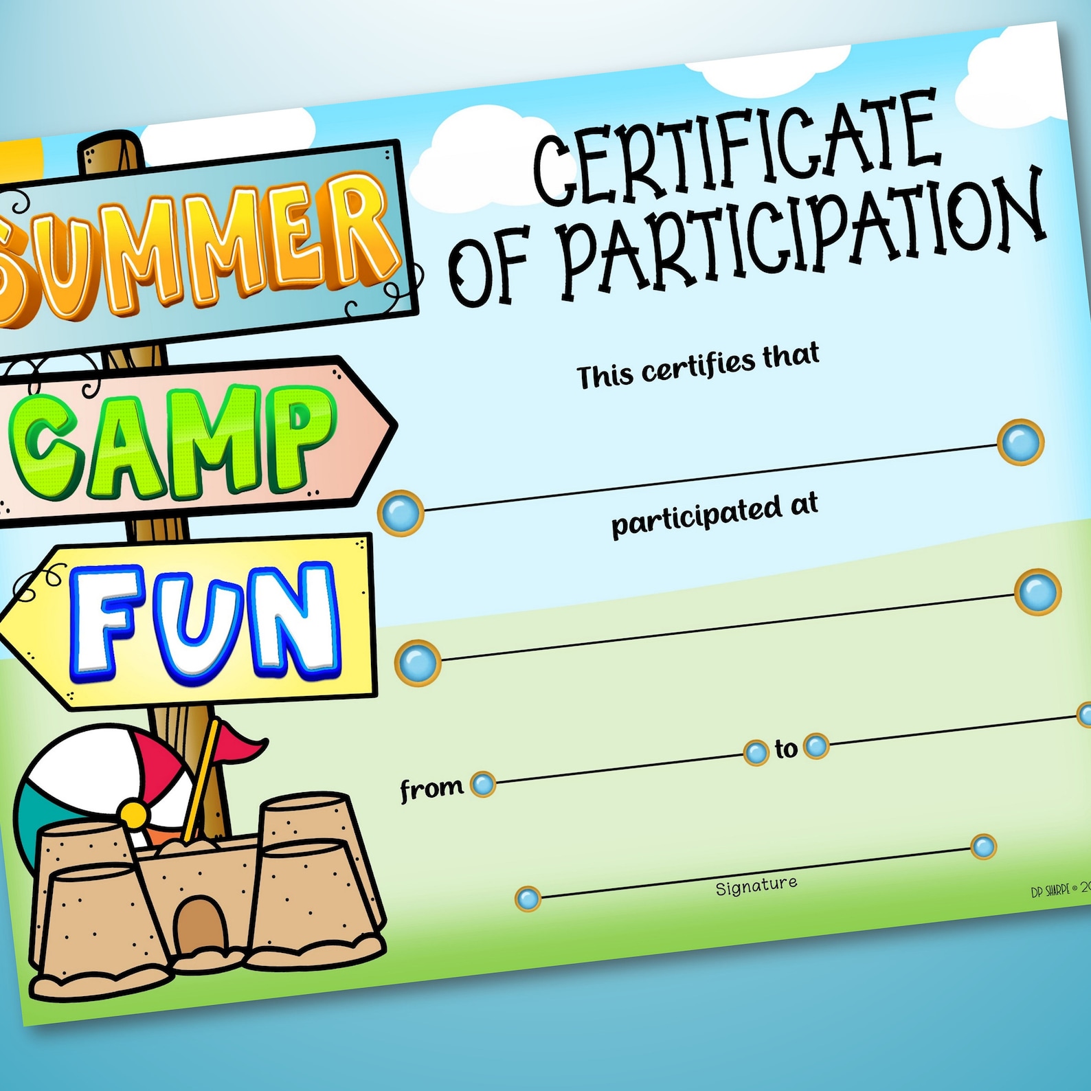 Summer Camp Certificate, Fillable Certificates, Powerpoint, Templates ...
