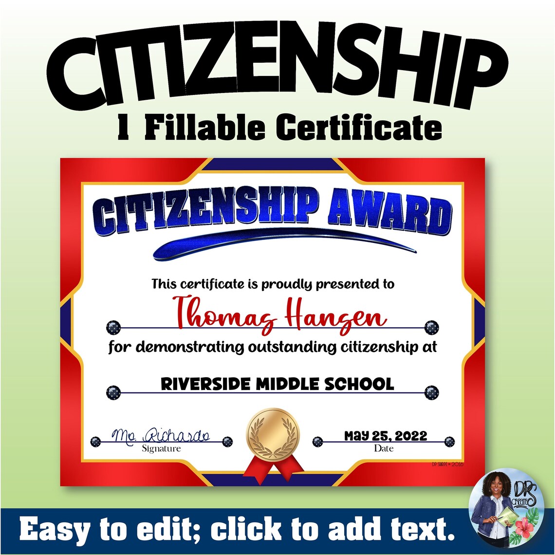 Citizenship Certificate, Powerpoint Certificates, School Certificates ...