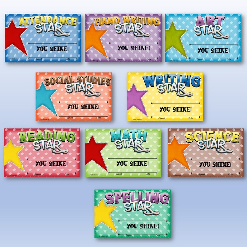 Stars Academic Certificates/awards Set - Etsy