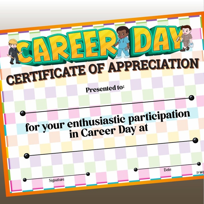 Career Day Certificates With Candy Wrappers, Powerpoint Certificates ...