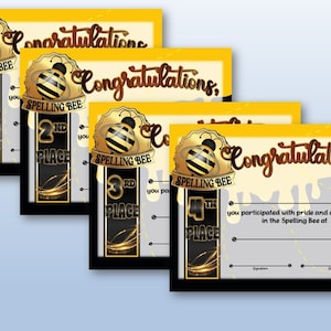 Spelling Bee Winners Certificates, Powerpoint Certificates, Spelling ...