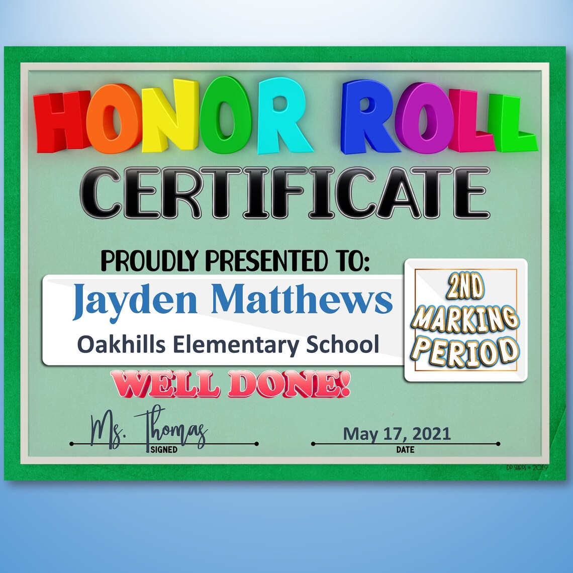 Honor Roll Certificates, Powerpoint Certificates, School Certificates ...