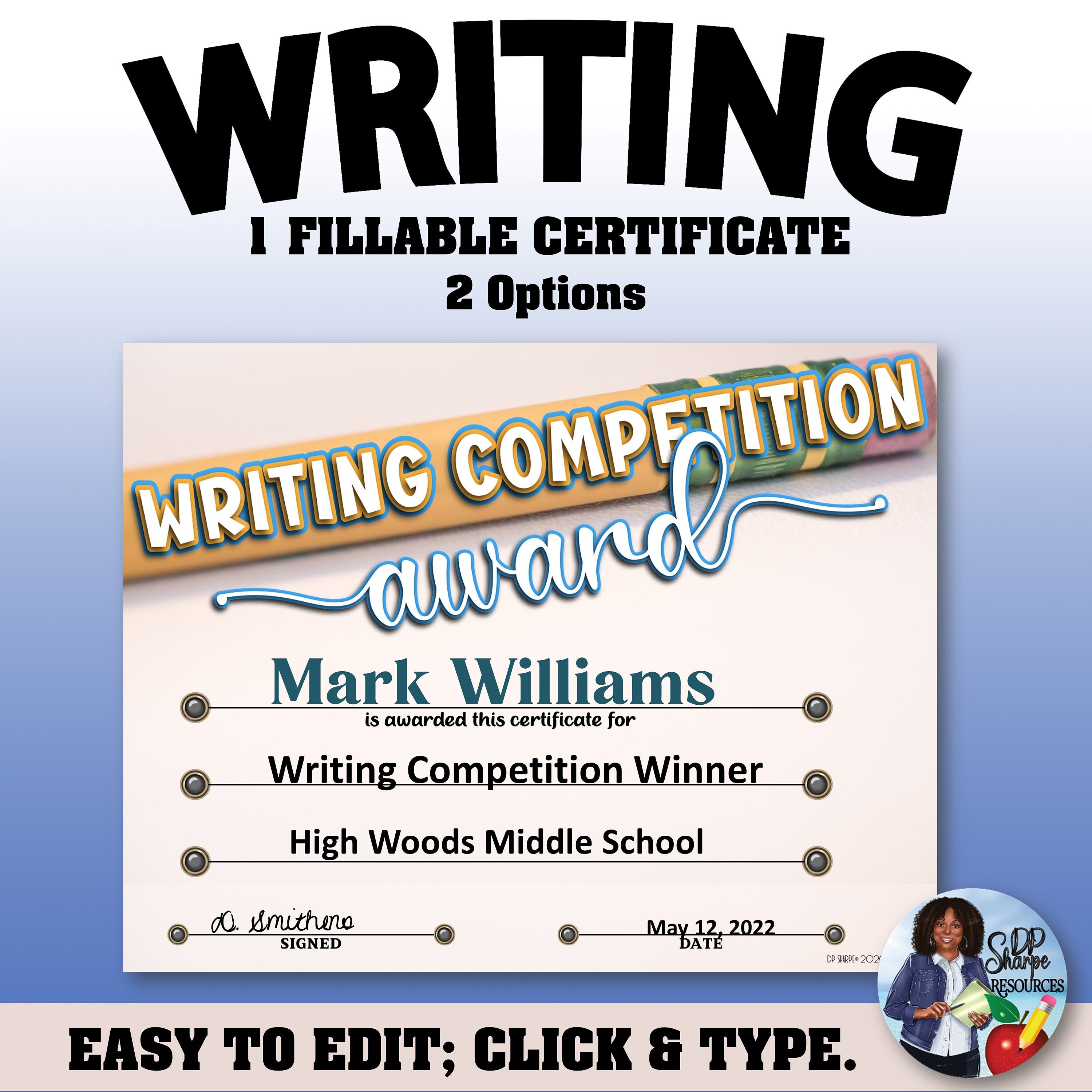 Writer Powerpoint Certificate, Powerpoint Certificate, Writer ...