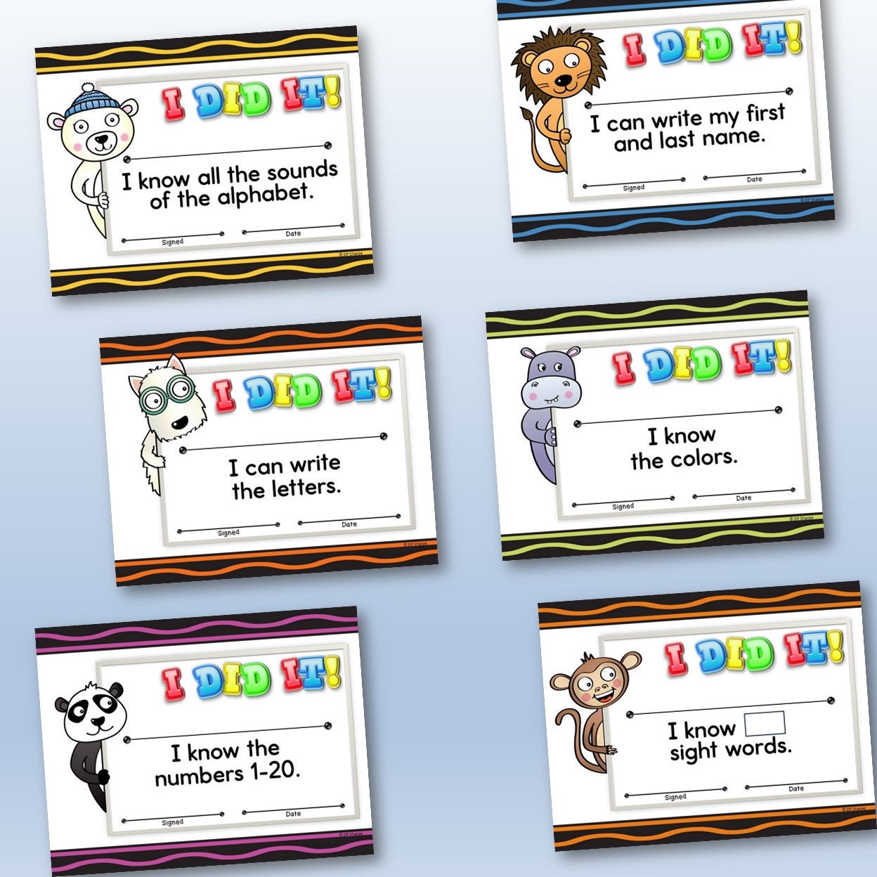 Kindergarten Skills Certificates - Etsy