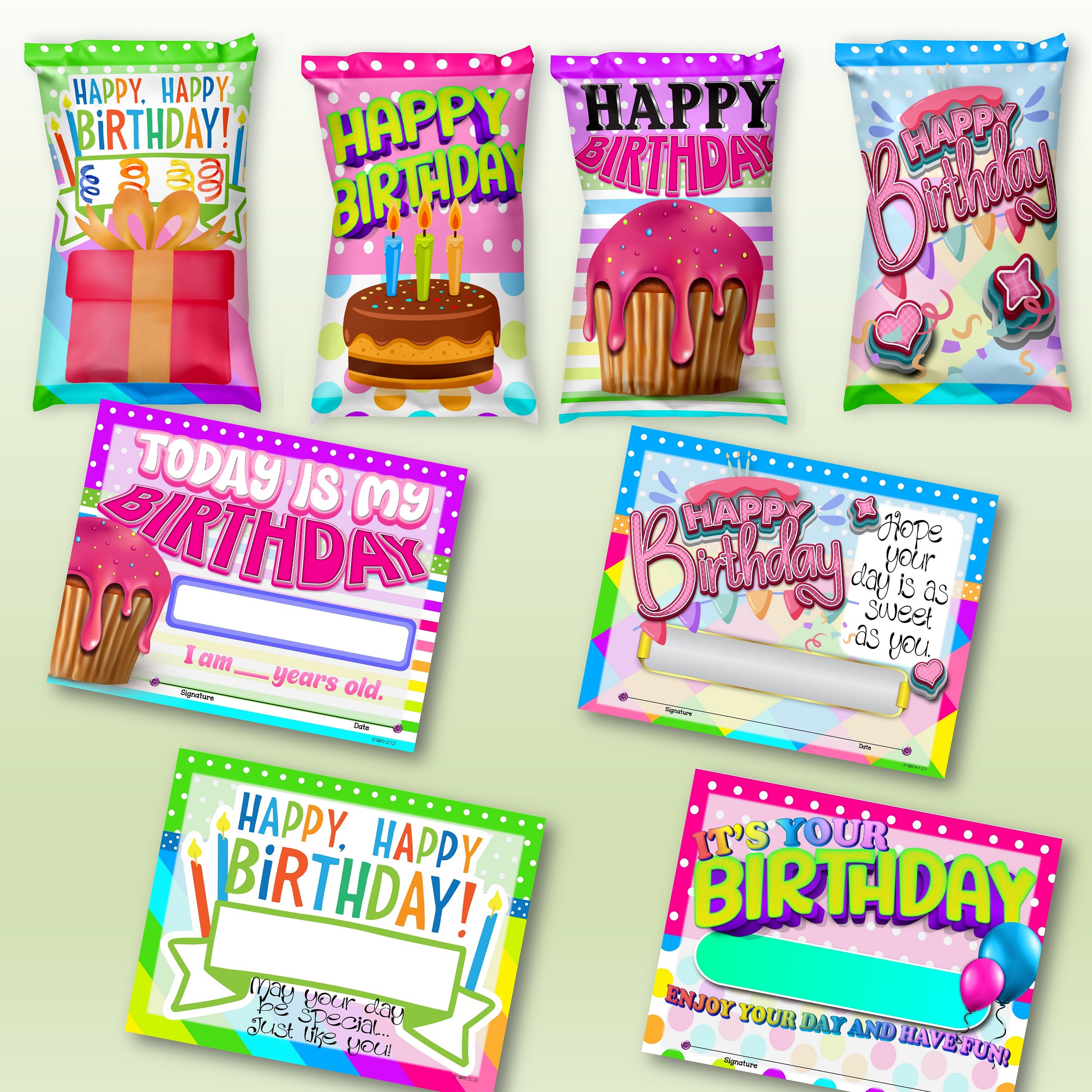 Birthday Certificates With Chip Bags, Powerpoint Certificates, School ...