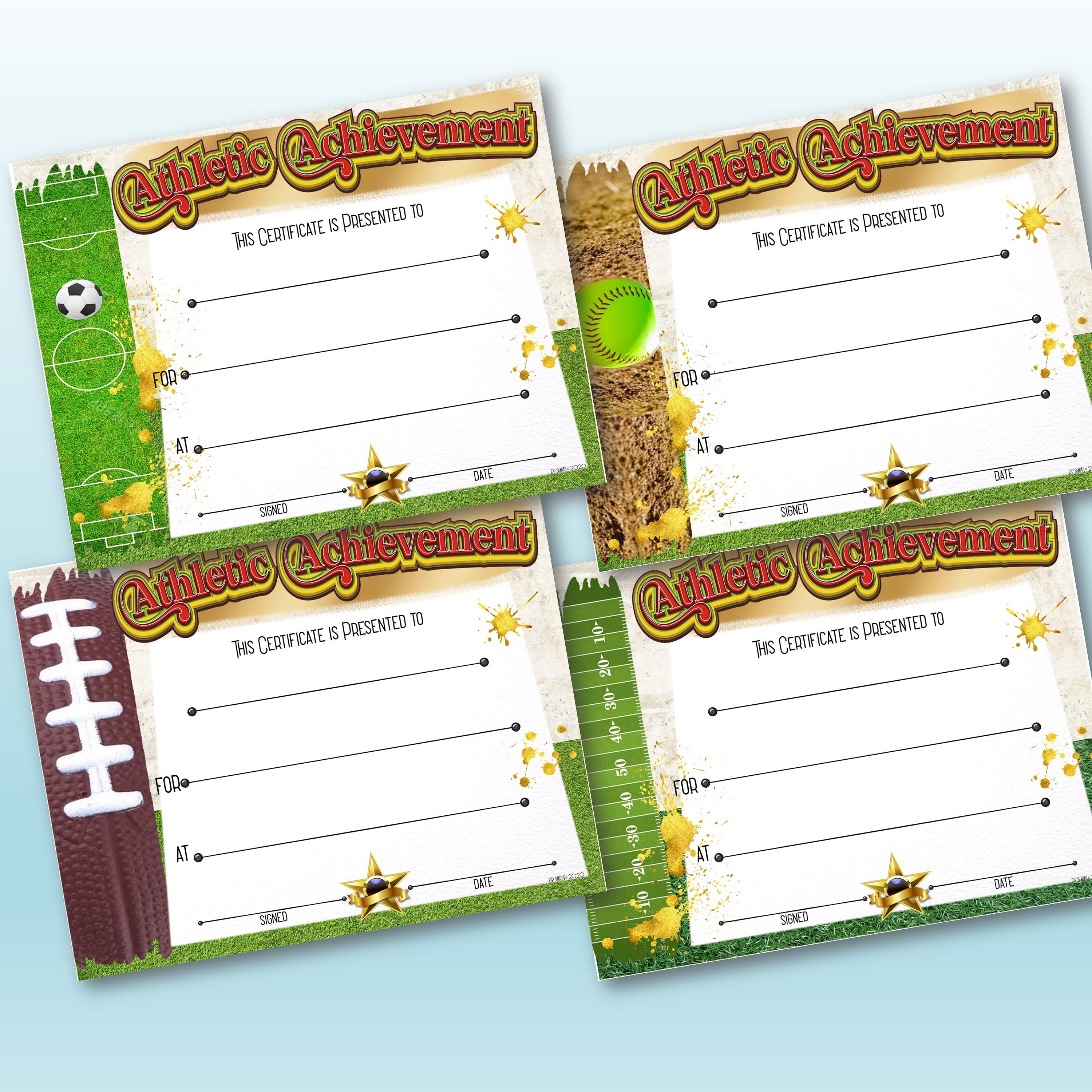 Sports/athletic Certificates Powerpoint Certificates School - Etsy