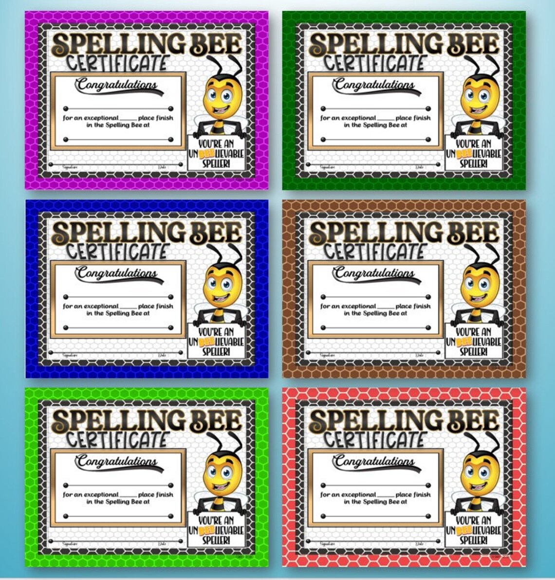 Spelling Bee Certificates, Powerpoint Certificates, Spelling Bee ...