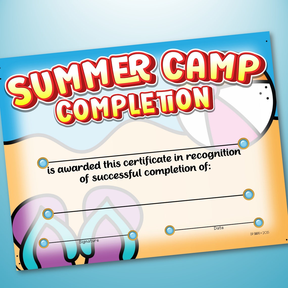 Summer Camp Certificate, Fillable Certificates, Powerpoint, Templates ...