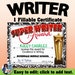 Writer Powerpoint Certificate, Powerpoint Certificate, Writer ...