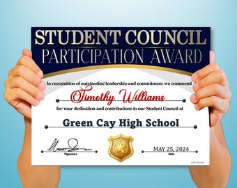 Student Council Certificate - Etsy