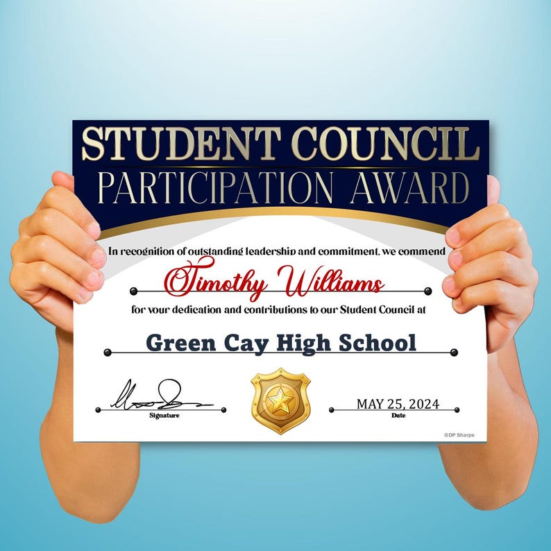 Student Council Certificate - Etsy