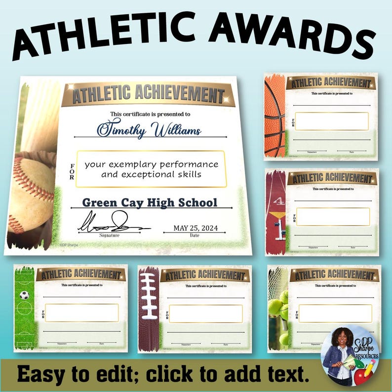 Sports/athletic Certificates, Powerpoint Certificates, School ...