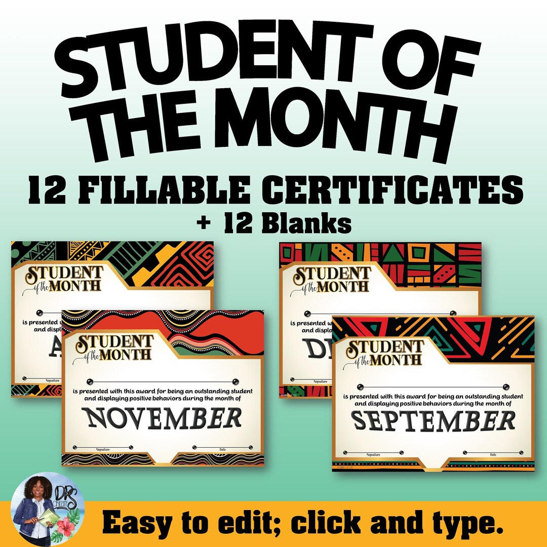 Student of the Month Certificates, Powerpoint Certificates, School ...