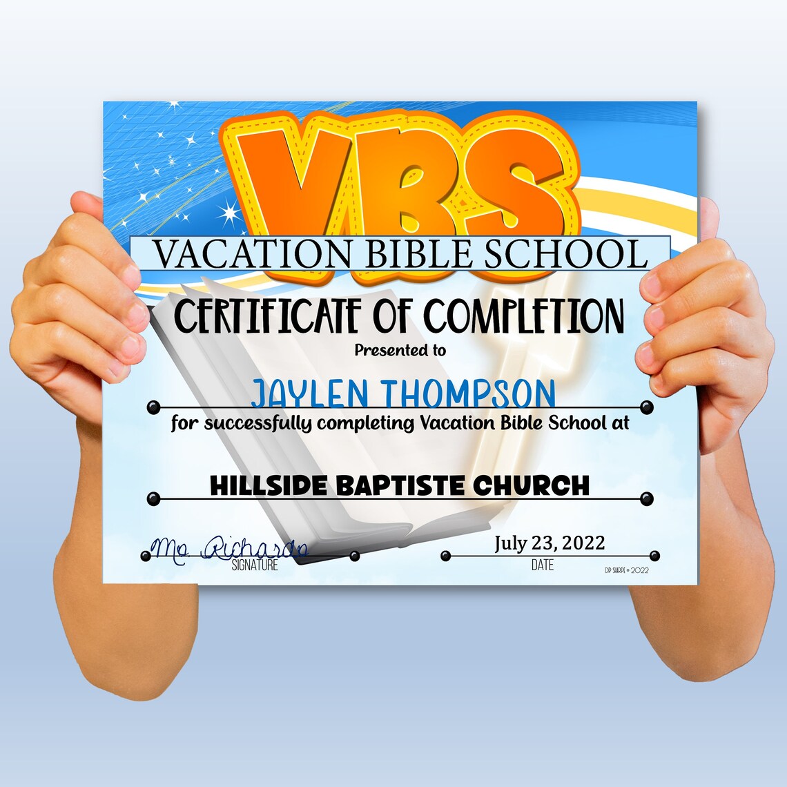Vacation Bible School Certificate, Powerpoint, Templates, Editable ...