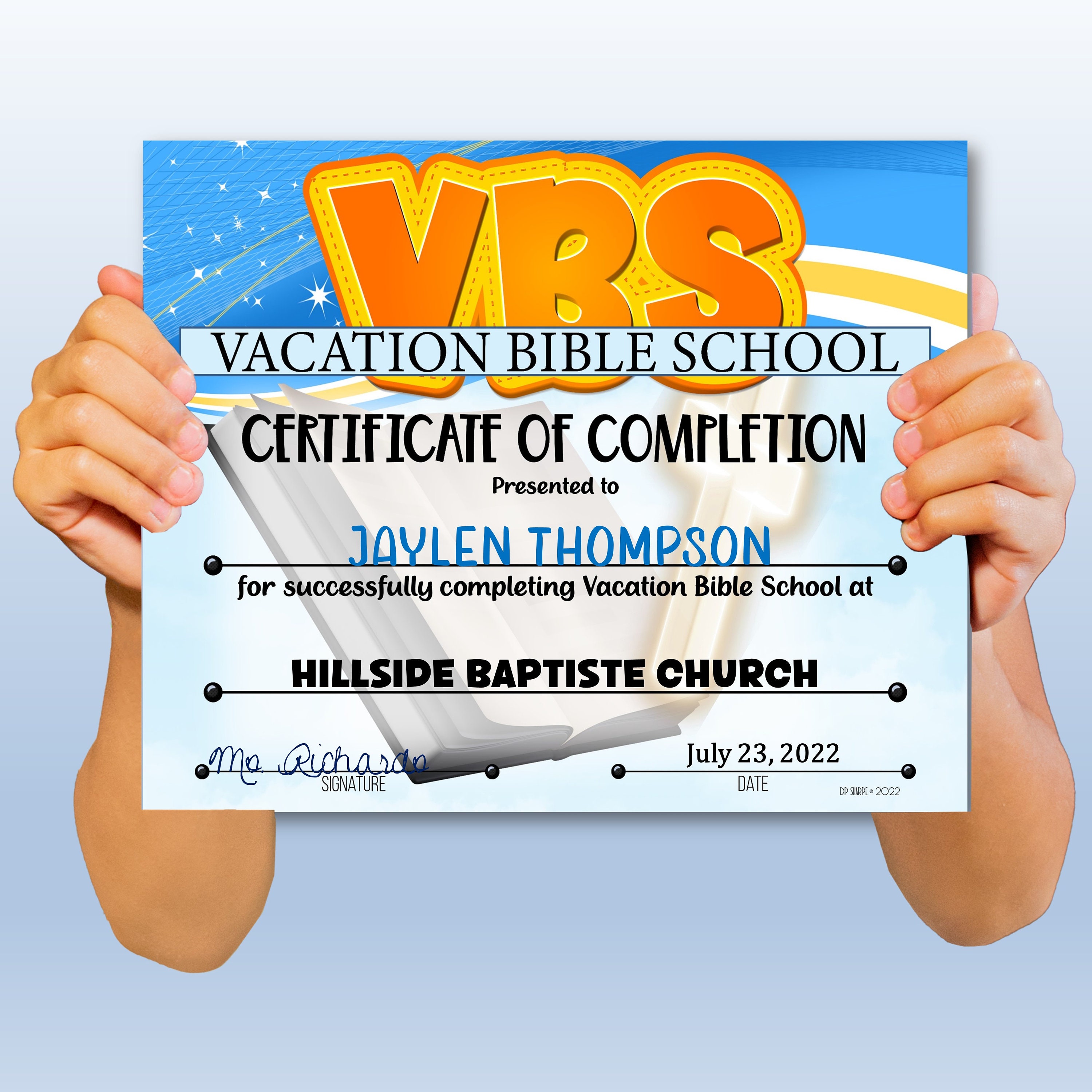 Vacation Bible School Certificate, Powerpoint, Templates, Editable ...