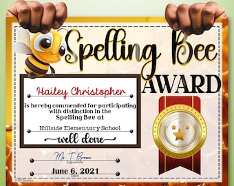 Spelling Bee Certificates, Powerpoint Certificates, Spelling Bee ...