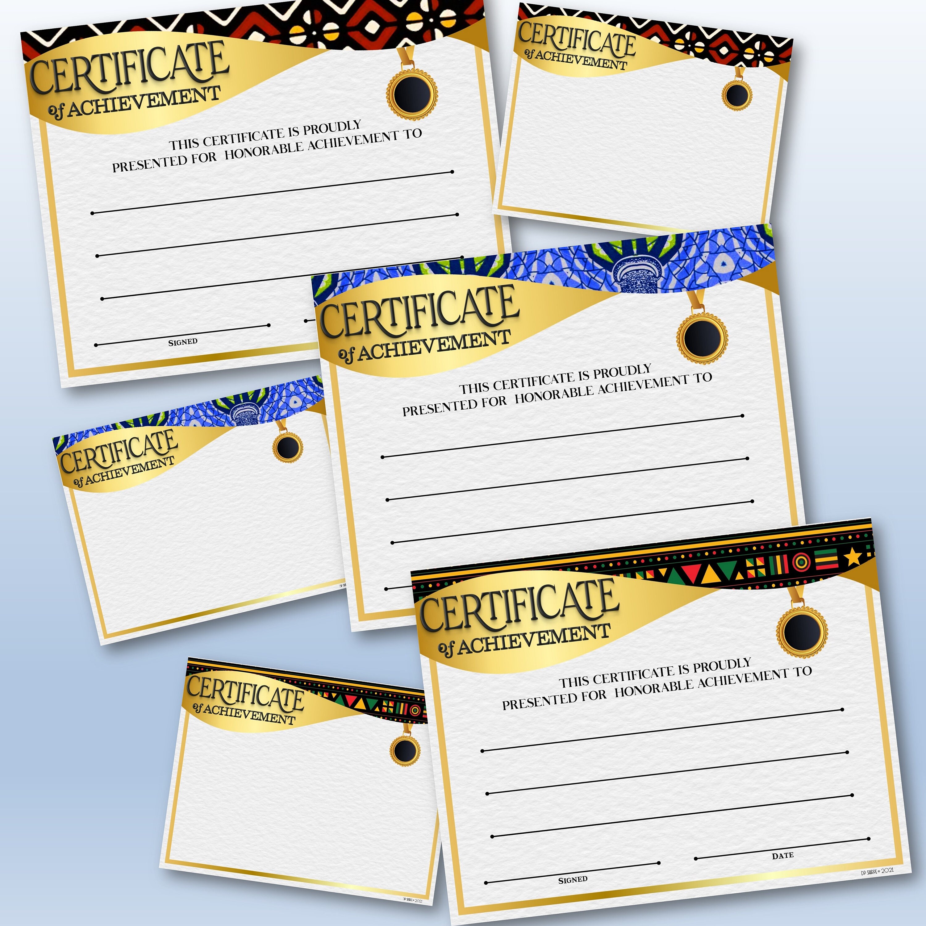 Kente Achievement/recognition Powerpoint Certificates, Fillable ...