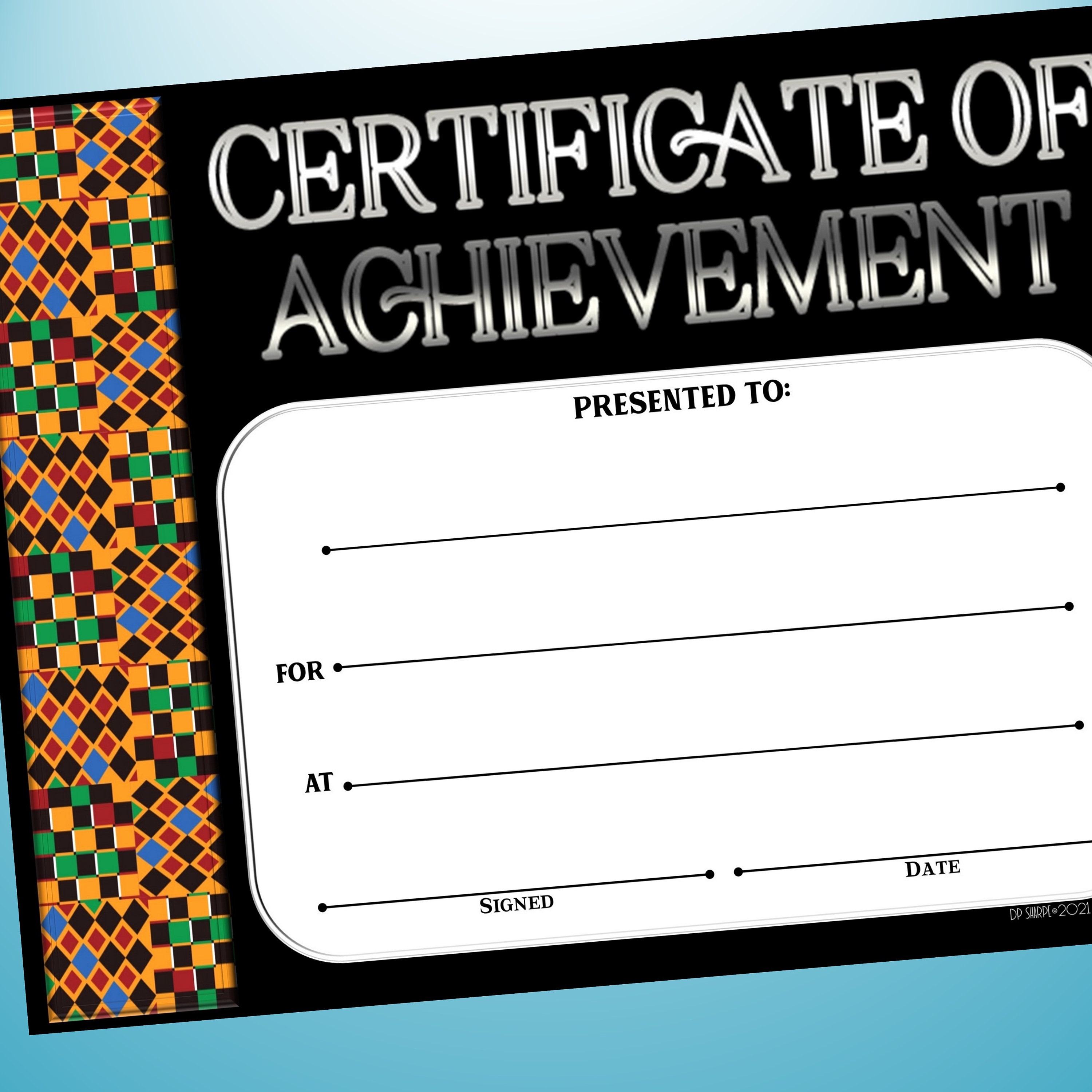 Kente Achievement/recognition Powerpoint Certificate Fillable - Etsy
