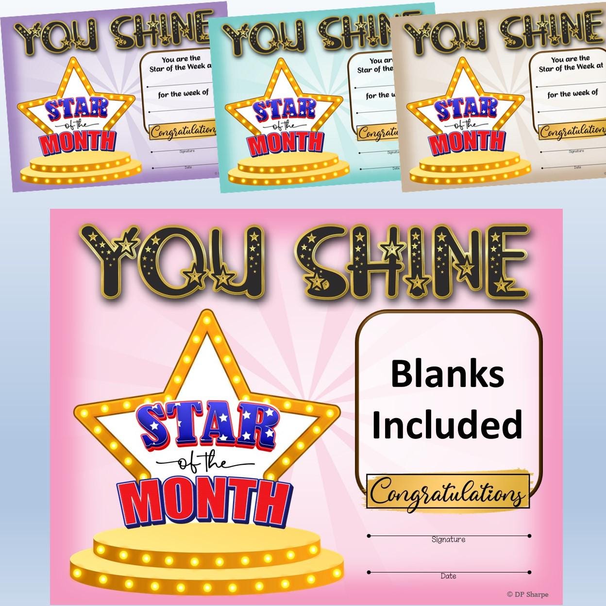 Star of the Month Certificates - Etsy