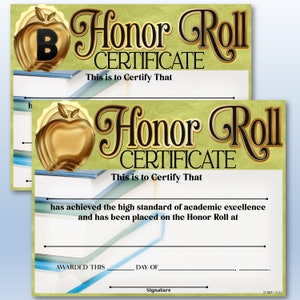 Honor Roll Powerpoint Certificates, Fillable Certificates, Academic ...