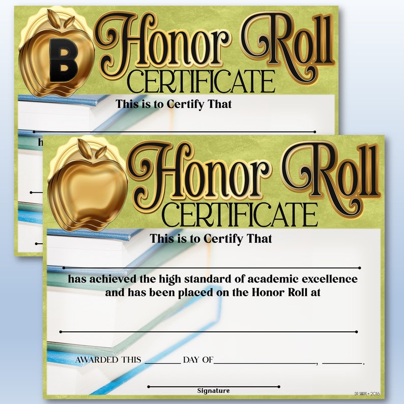 Honor Roll Powerpoint Certificates, Fillable Certificates, Academic ...