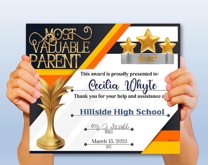 Parents Appreciation Certificates, Fillable Powerpoint Certificates ...