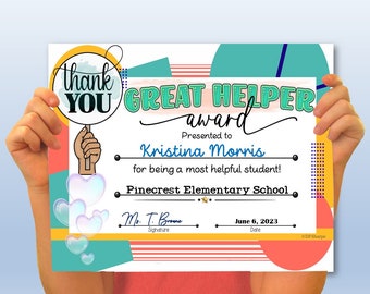 Classroom Helper Certificate - Etsy