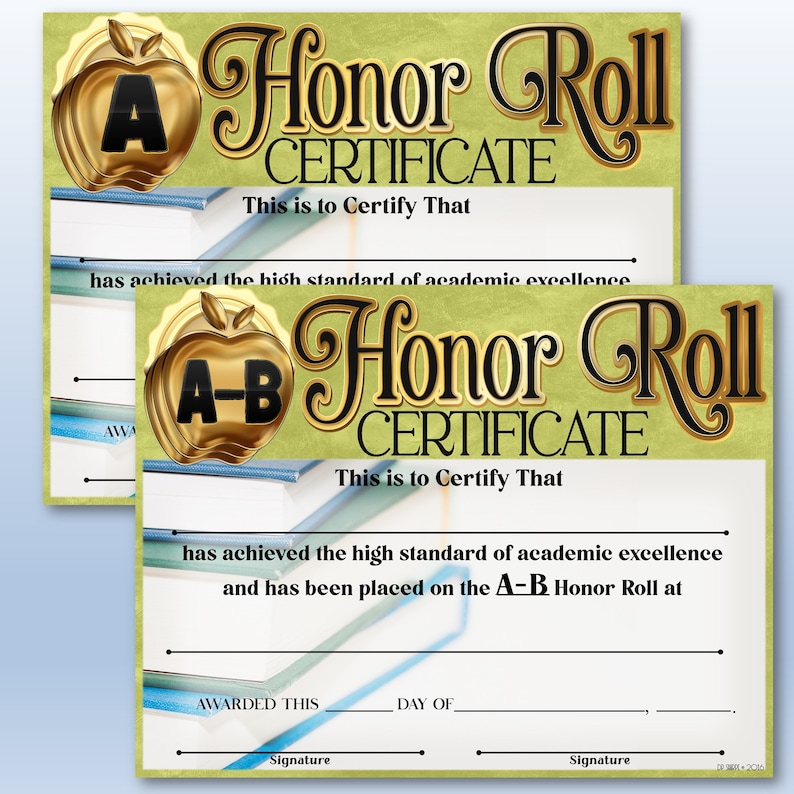 Honor Roll Powerpoint Certificates, Fillable Certificates, Academic ...