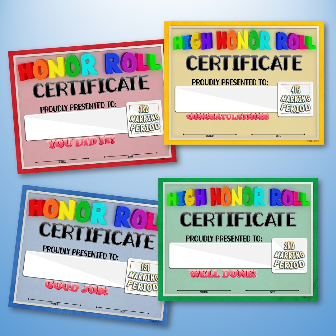 Honor Roll Certificates, Powerpoint Certificates, School Certificates ...