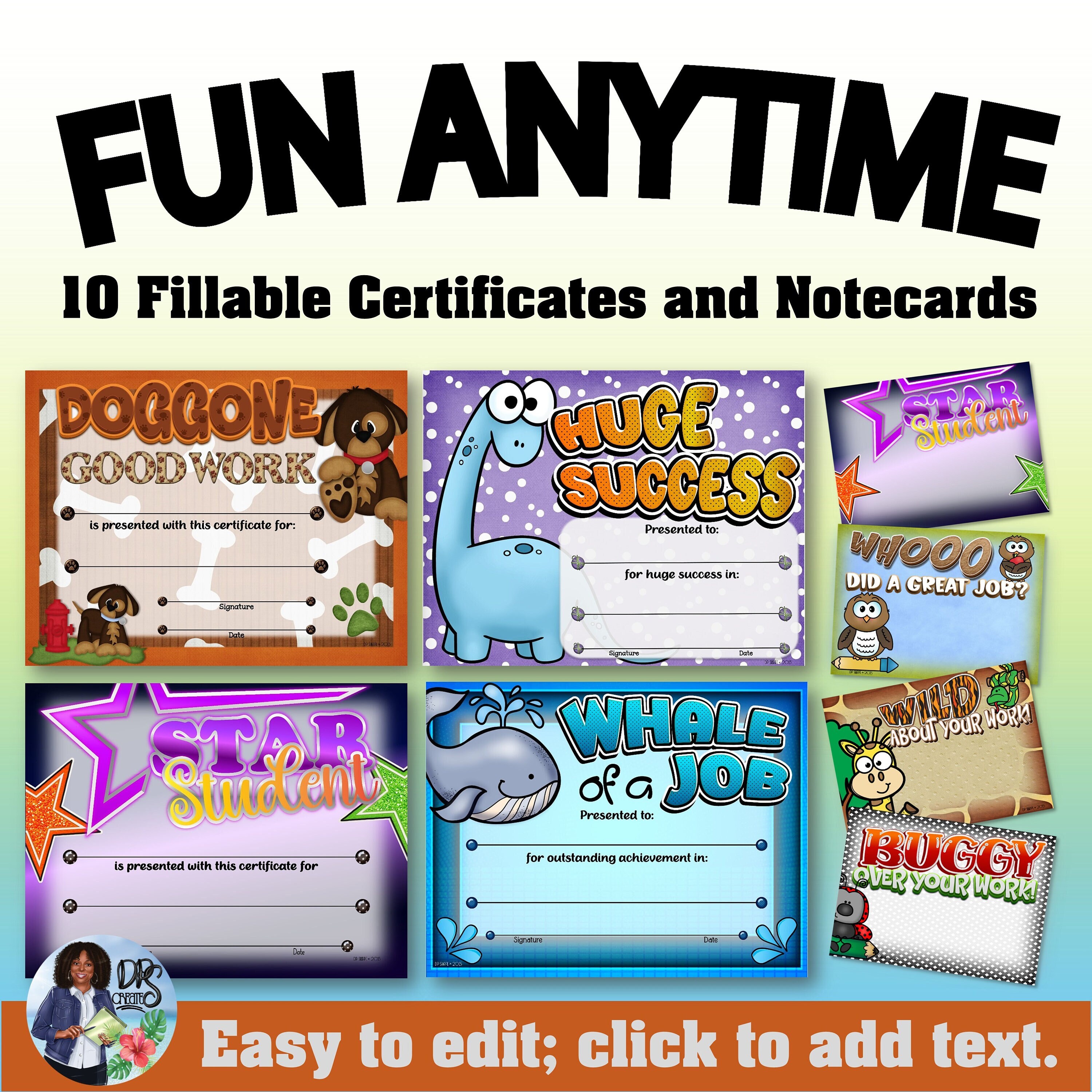 Fun Anytime Certificates and Notecards, Powerpoint Certificates, School ...