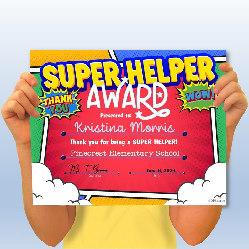 Classroom Helper Certificate - Etsy