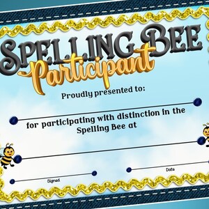 Spelling Bee Certificates, Powerpoint Certificates, Spelling Bee ...