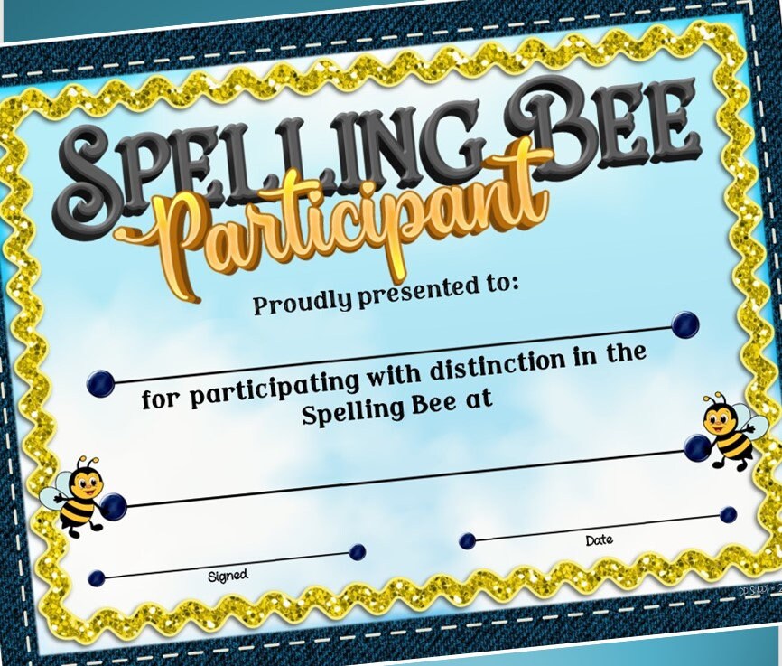 Spelling Bee Certificates, Powerpoint Certificates, Spelling Bee ...