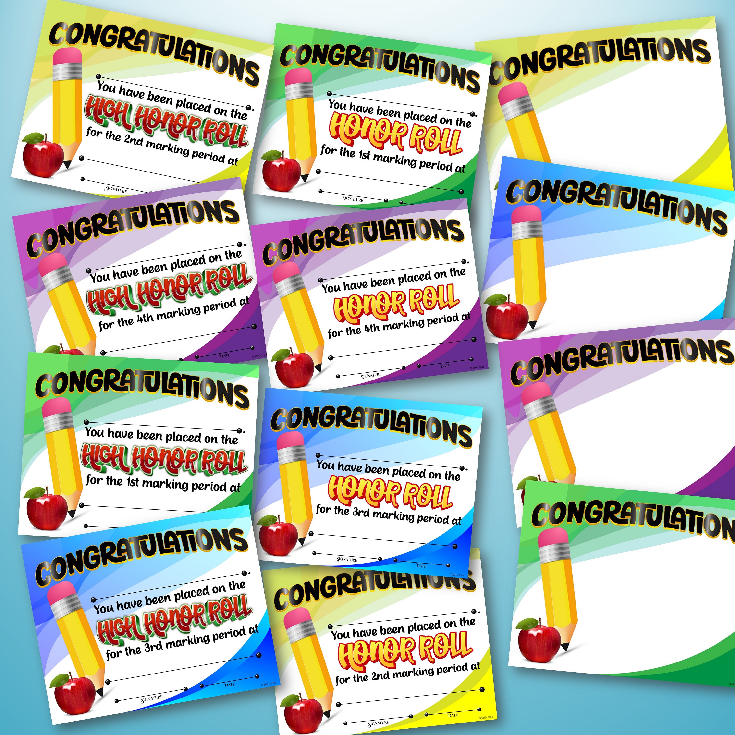 Digital, Instant Download, Fill and Print, Honor Roll, Templates ...